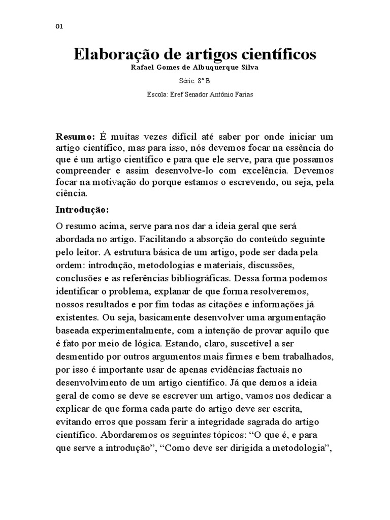 Elaboração de Artigos Científicos | PDF | Science | Abstract (resumo)