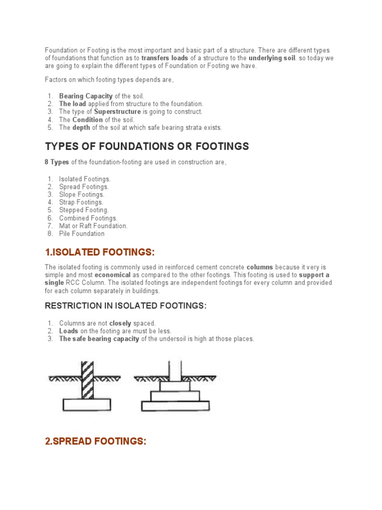 Foundation or Footing Is The Most Important and Basic Part of A | PDF ...