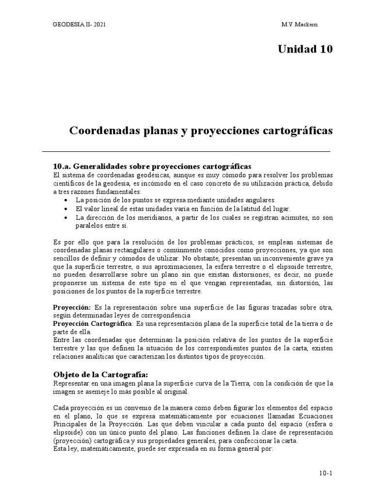 Proyecciones Cartográficas y Coordenadas Planas | PDF | Sistema ...