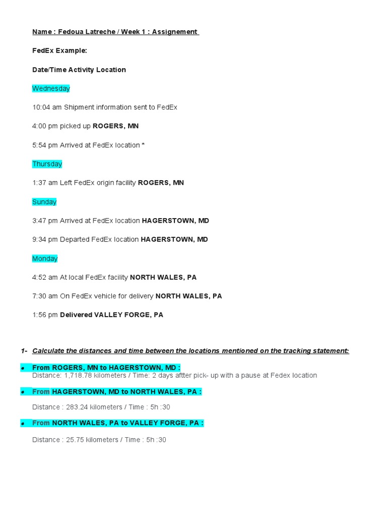 Transportation Assignment - WK 1 | PDF | Cargo | Transport