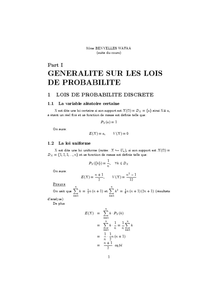 Lois de Probabilité : Concepts et Exemples | PDF | Loi normale | Loi de ...
