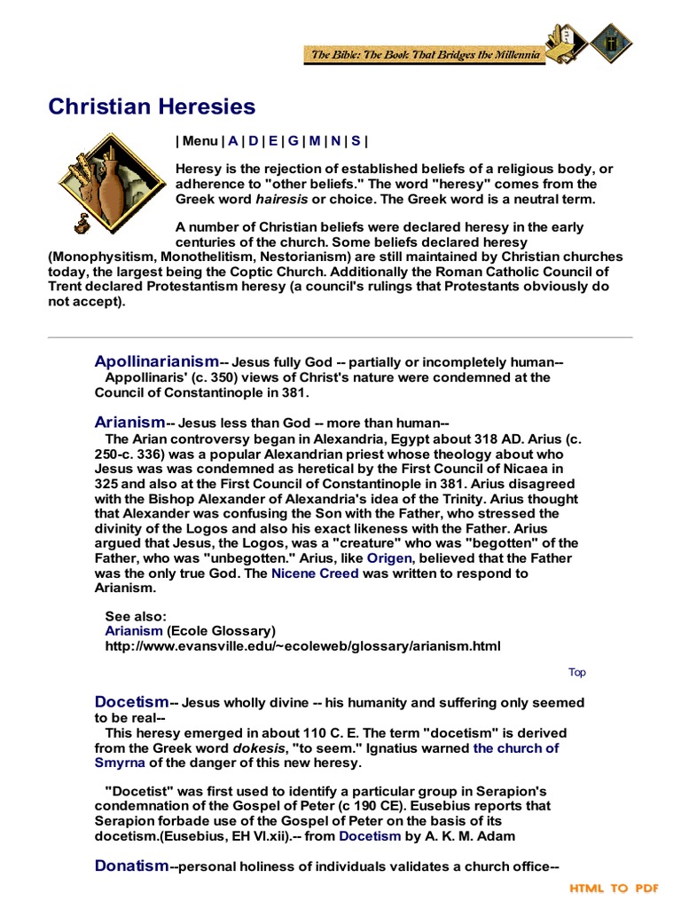 Christian Heresies | Download Free PDF | Arianism | Eastern Orthodox Church