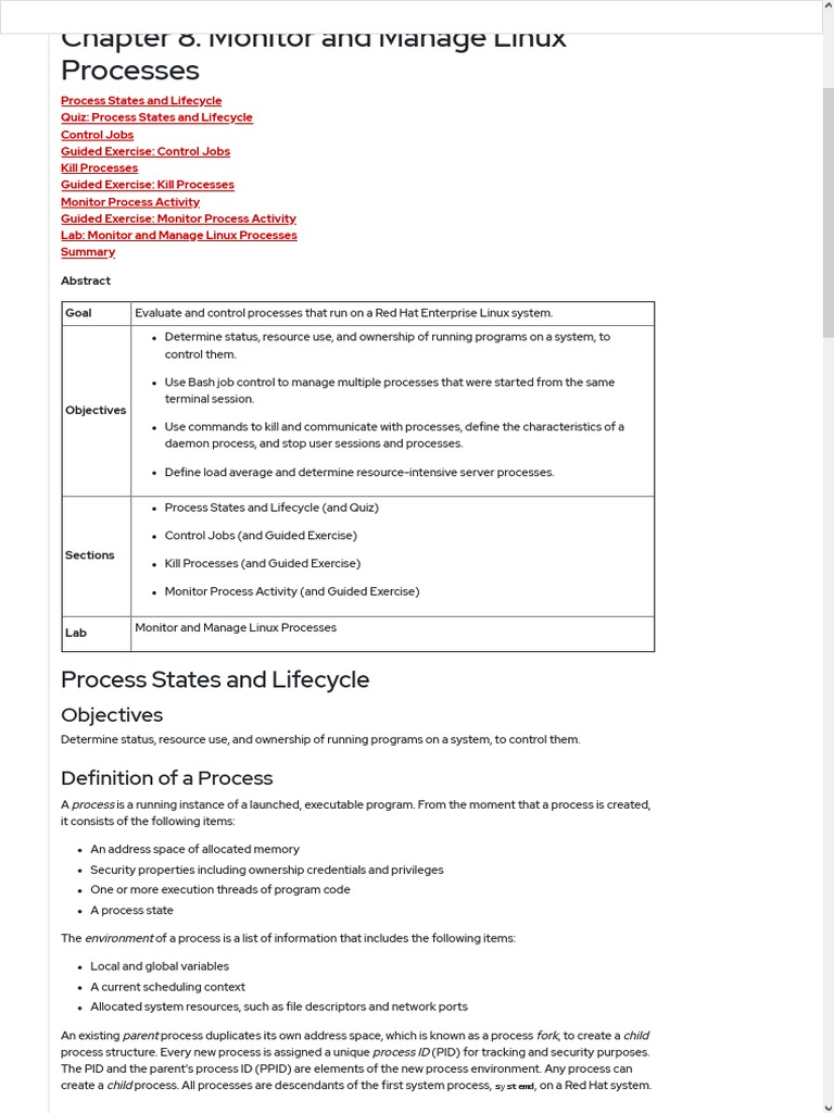 RH124 - ch08 | PDF | Process (Computing) | Programming