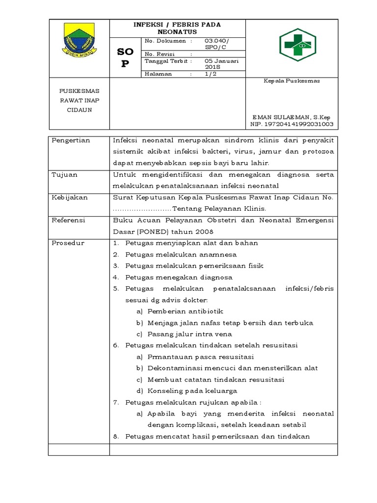 Sop Infeksi Dan Febris | PDF