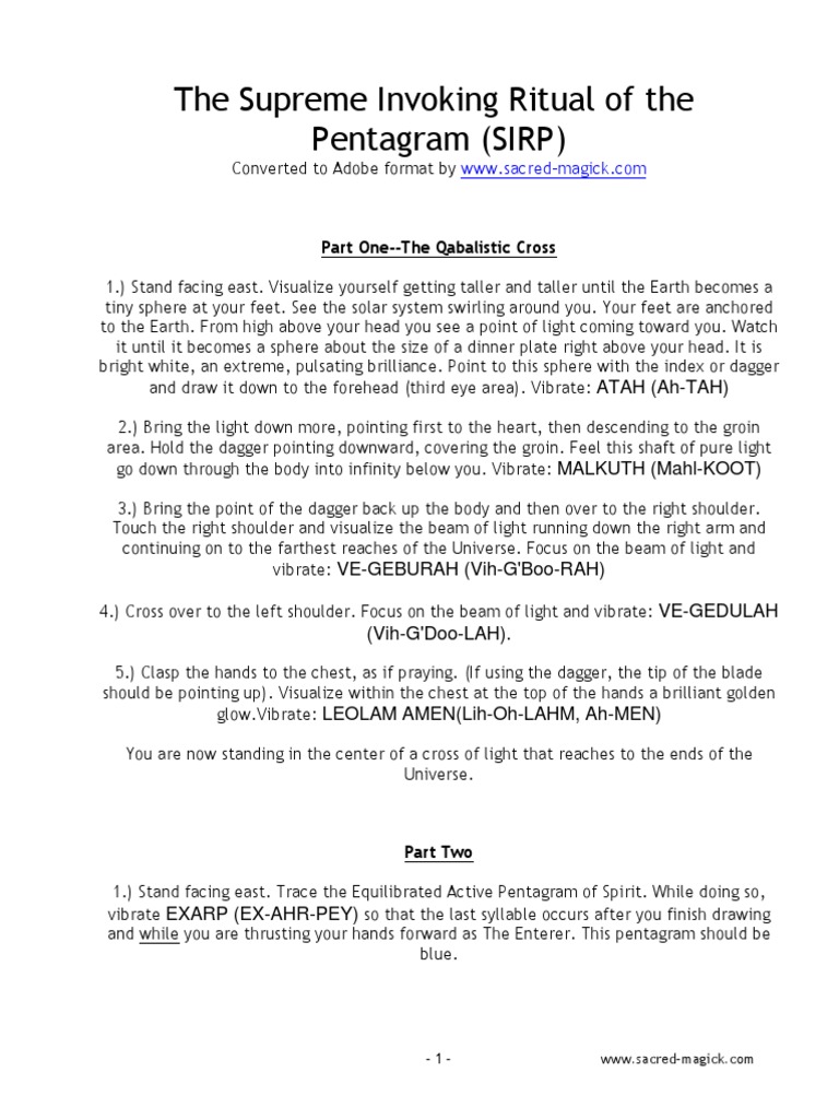 Supreme Invoking Ritual of The Pentagram | PDF | Individual Angels ...