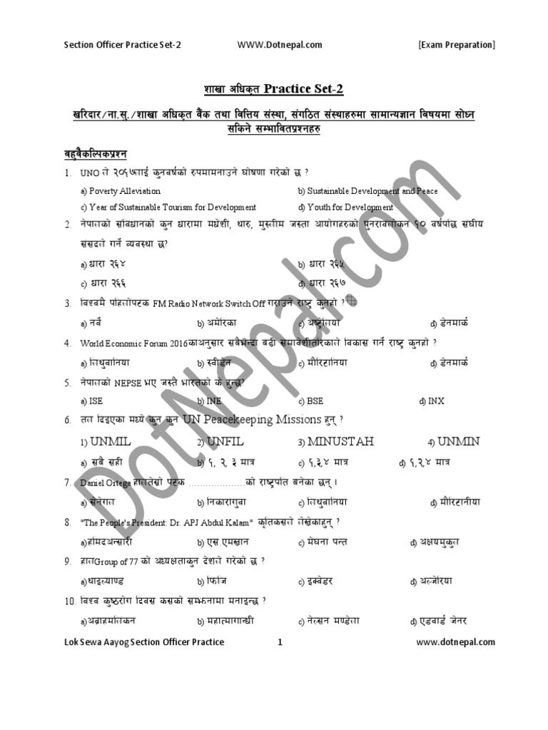 Section Officer Exam Practice Set 2 | PDF