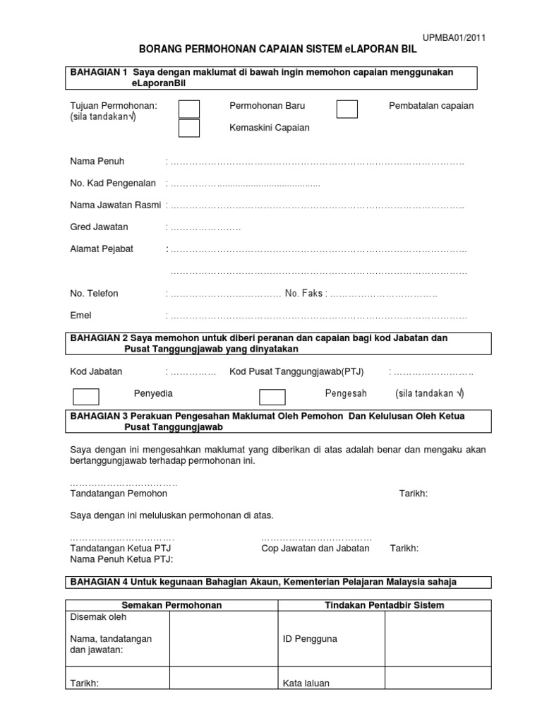 Borang Permohonan Capaian Sistem Espkws Pdf - Riset