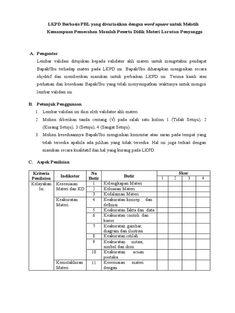 Lembar Validasi | PDF