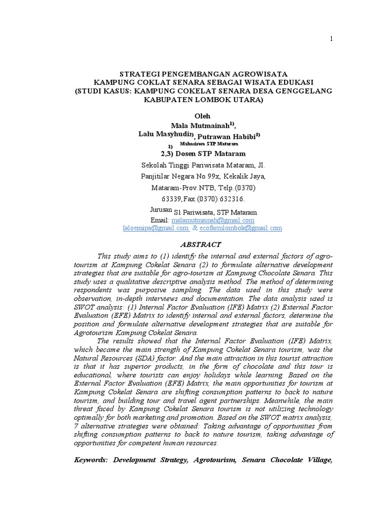 Artikel Ilmiah Mala Mutmainah | PDF | Business | Tourism