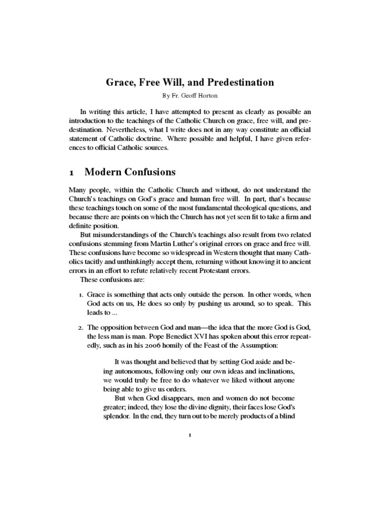 Grace, Free Will, and Predestination | PDF | Grace In Christianity ...