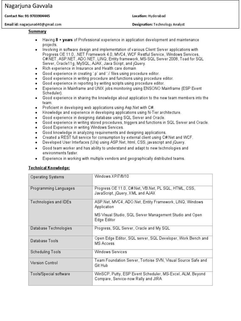 Nagarjuna Resume | PDF | Databases | Microsoft Sql Server