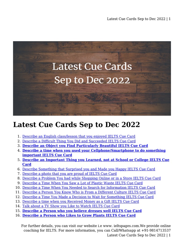 Latest Cue Cards Sep To Dec 2022 | PDF | World Wide Web | Internet & Web