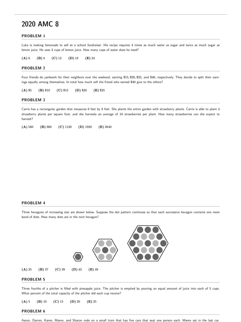 2020 AMC 8 - Trivial Math Practice | PDF | Mathematics
