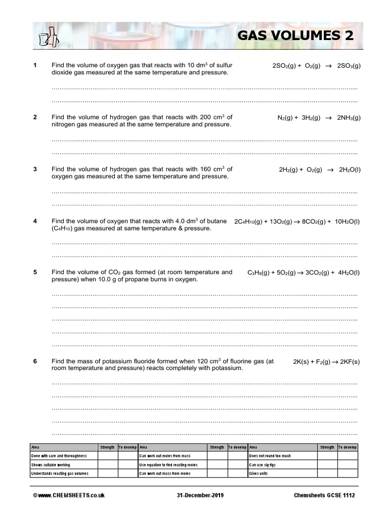 Chemsheets GCSE 1112 Gas Volumes 2 | PDF | Materials | Sets Of Chemical Elements