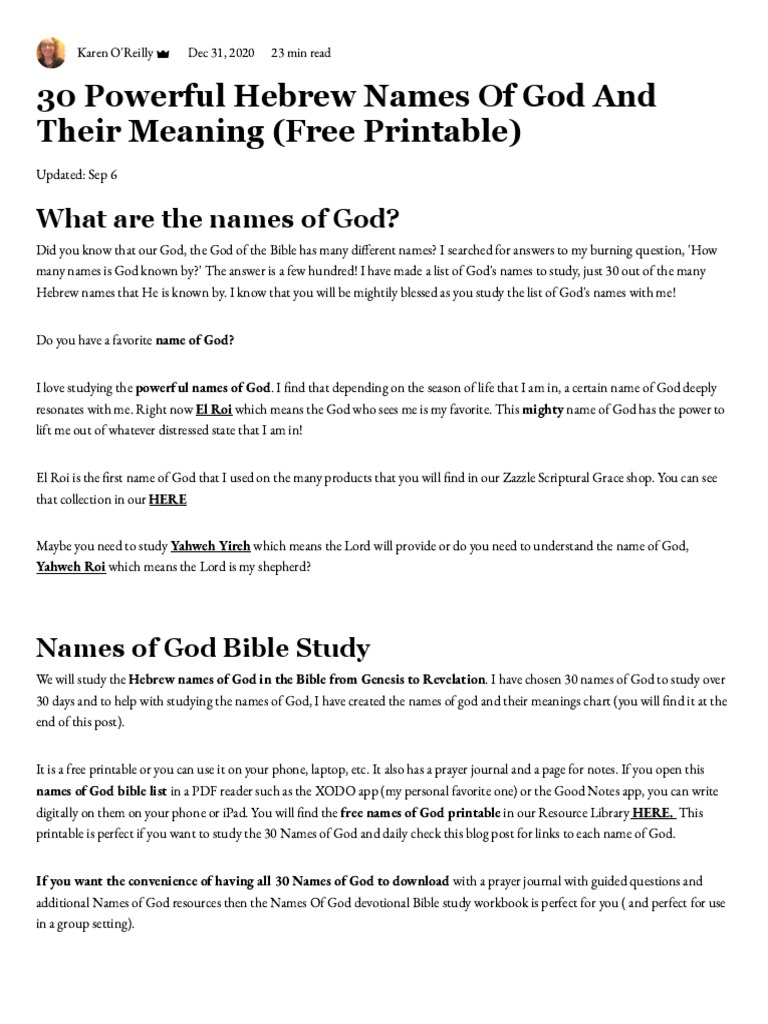 30 Powerful Hebrew Names of God | PDF | Names Of God In Judaism | Abraham