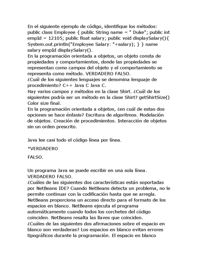 Test Java Foundations | PDF | Estructura de datos de matriz | Java ...