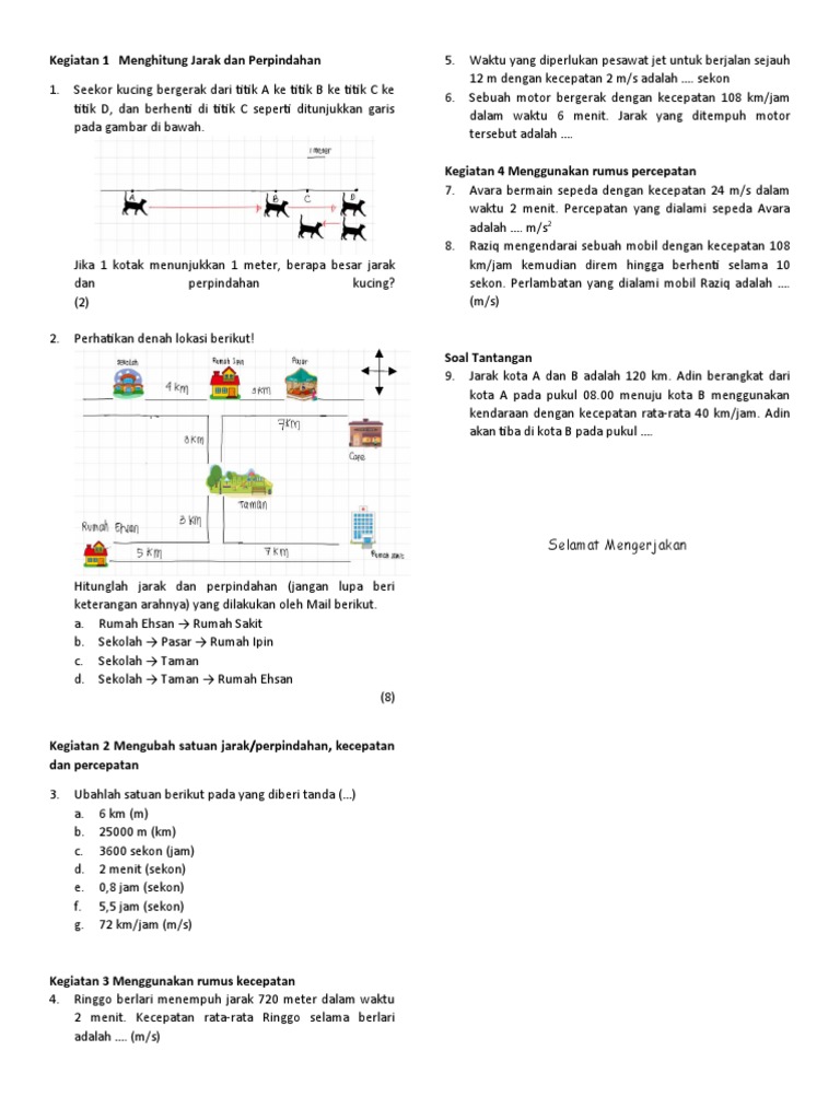 Soal Jarak dan Perpindahan Kelas 7 | PDF