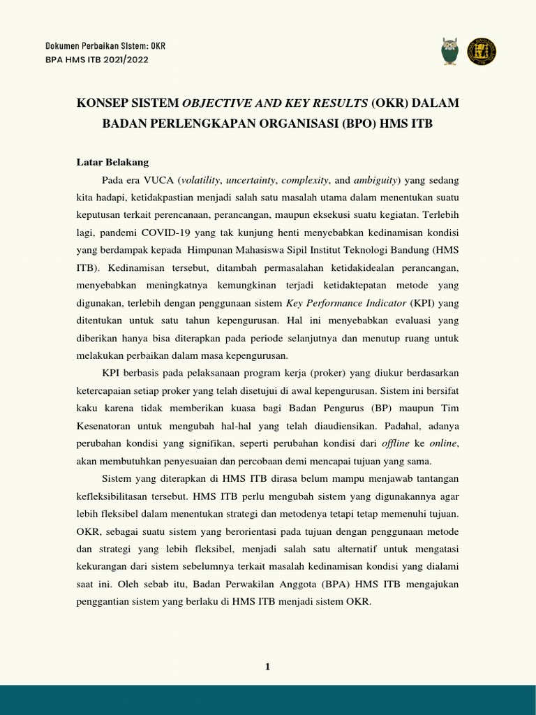 Dokumen Perbaikan Sistem - Objective Key Result | PDF