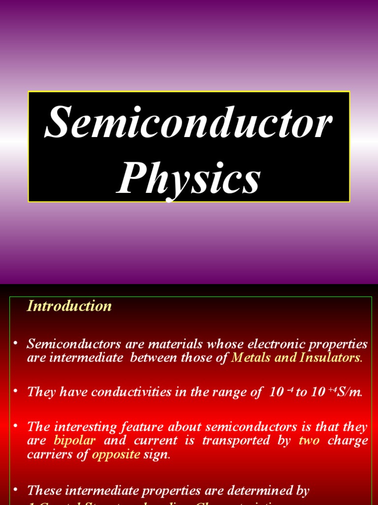 Introduction to Semiconductor Physics | PDF | Semiconductors | Doping ...