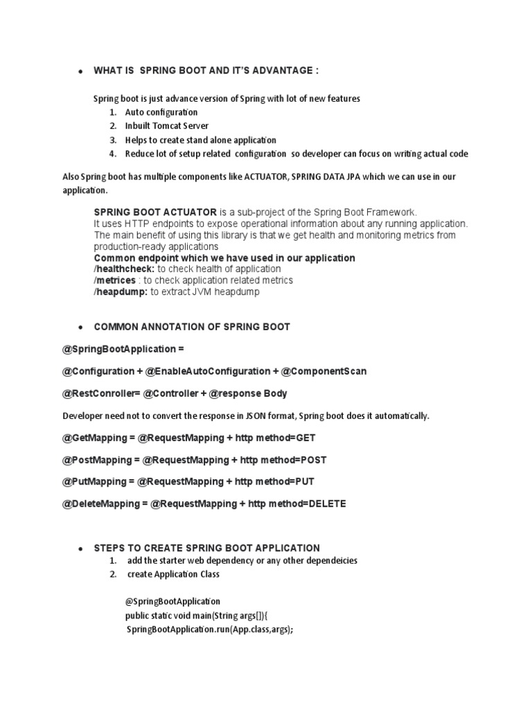 Spring Boot | PDF | Spring Framework | Hypertext Transfer Protocol Spring Boot | PDF | Spring Framework | Hypertext Transfer Protocol