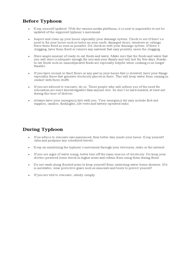 Typhoon Preparedness and Safety Guide | PDF