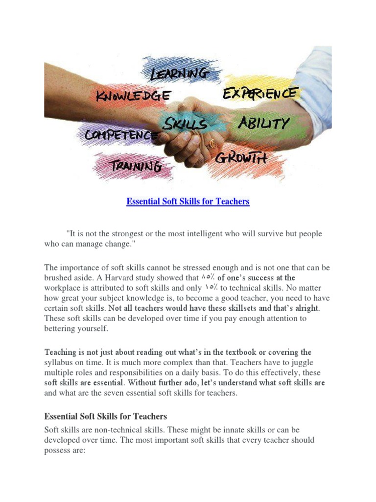 Soft Skills For Teachers | Download Free PDF | Teachers | Teaching Method