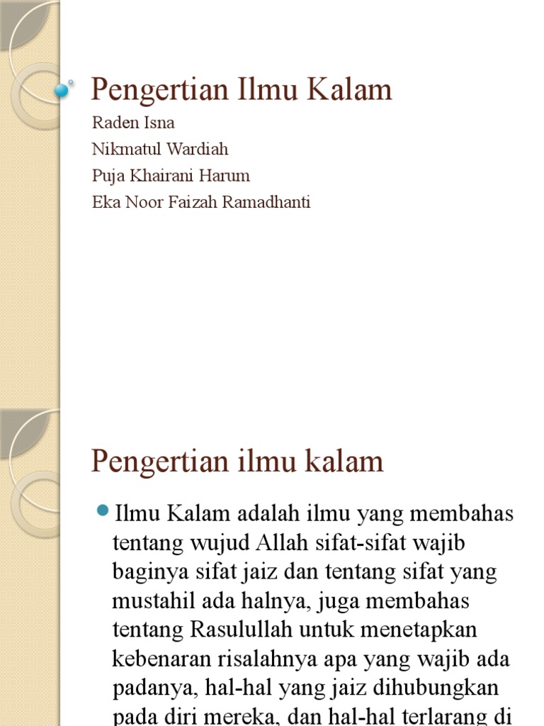 Pengertian Ilmu Kalam | PDF