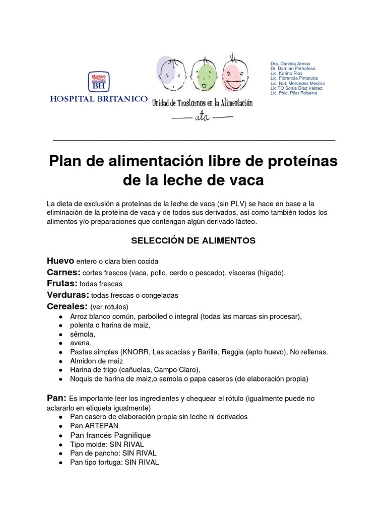 0 - Plan de Alimentacion Libre de Proteinas de La Leche de Vaca para ...