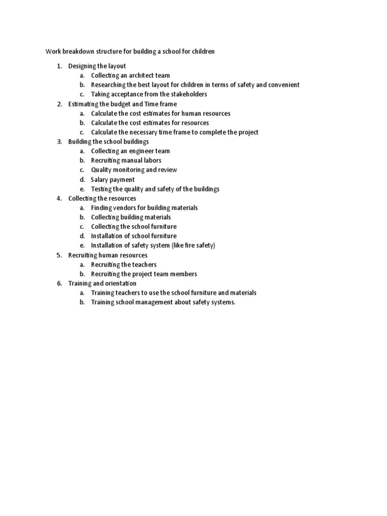 School Project Work Breakdown Structure | PDF | Career & Growth