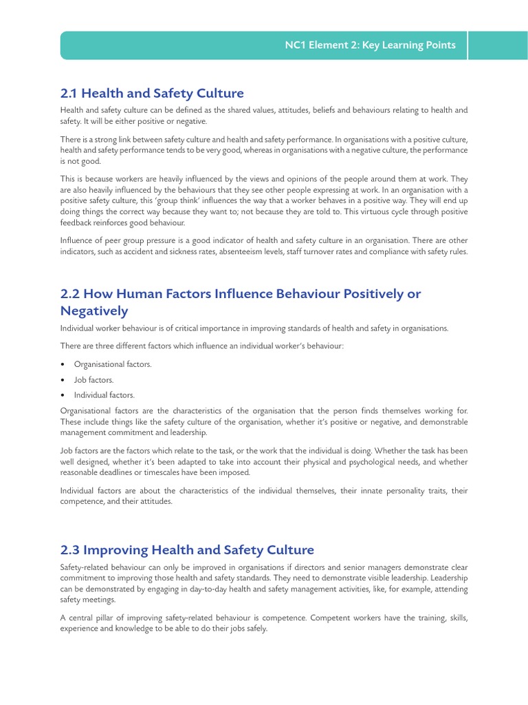 NC1 Element 2 Key Learning Points | PDF | Risk | Risk Assessment
