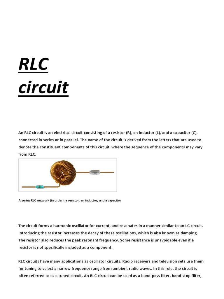 RLC (1) | PDF | Resonance | Electronic Filter