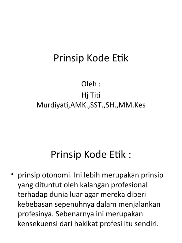 Prinsip Kode Etik | PDF