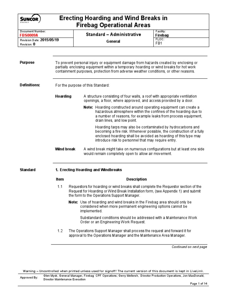 FBS0009A - Erecting Hoarding and Wind Breaks in Operational Areas ...
