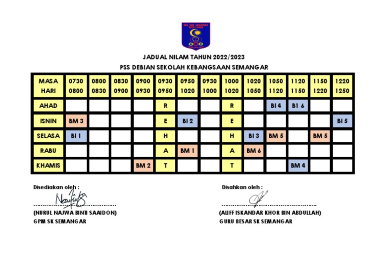 Jadual Nilam Tahun 2022 | PDF