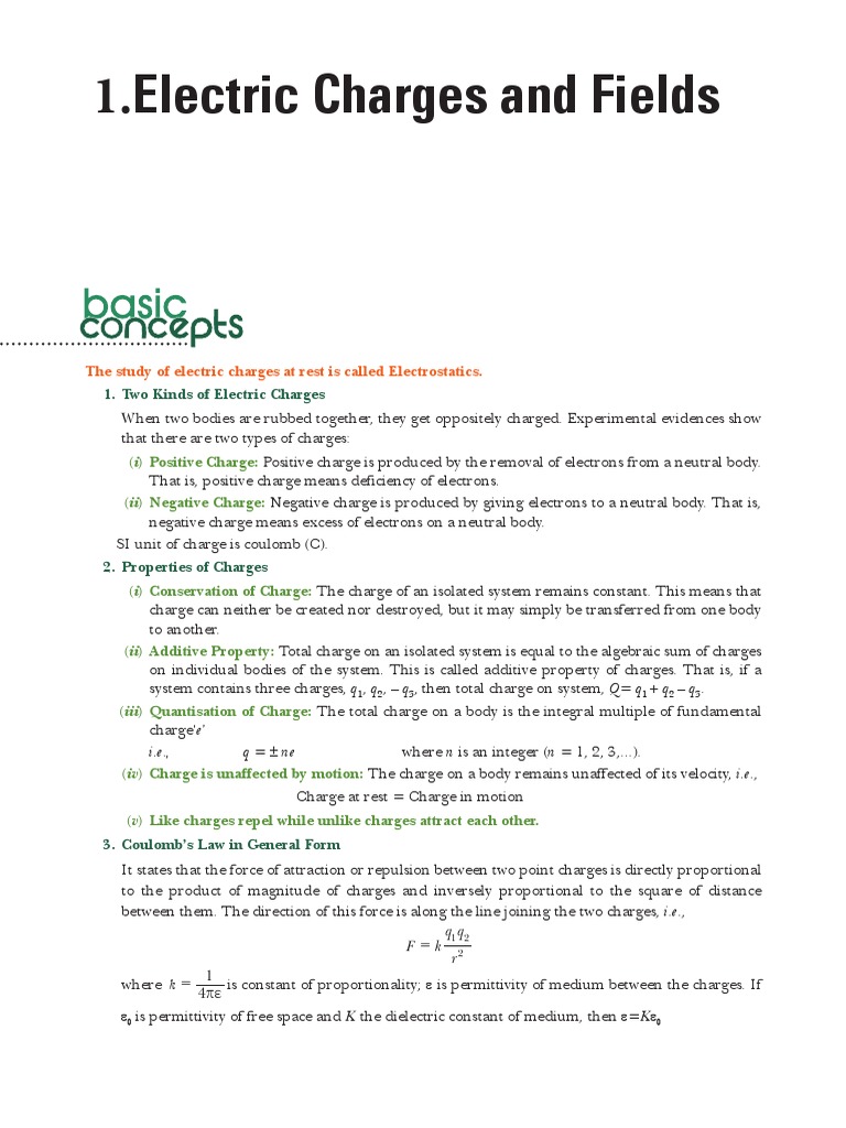 Electric Charges & Fields Overview | PDF | Science & Mathematics ...