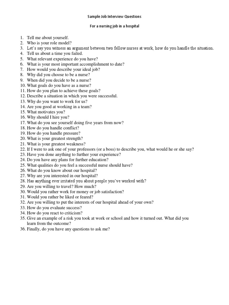 Sample Job Interview Questions | PDF