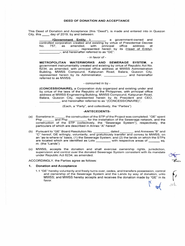 Deed of Donation and Acceptance | Download Free PDF | Deed | Mail