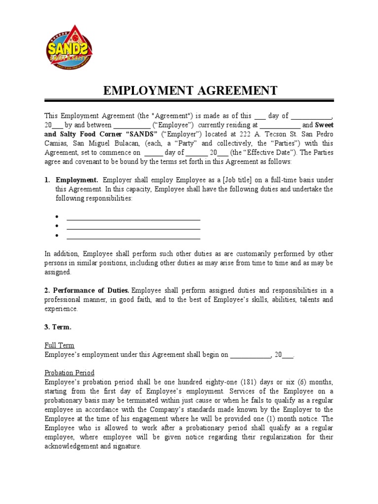 Employment Contract Template | PDF | Employment | Trade Secret