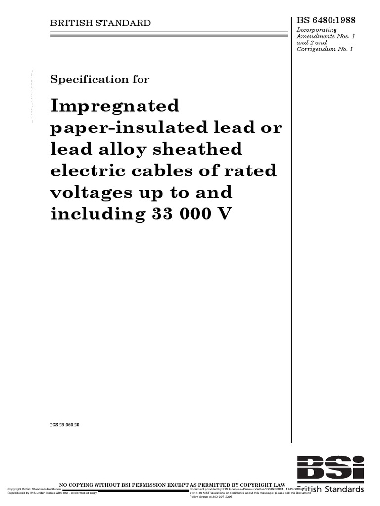 BS 6480 Paper Insulated Cables | PDF | Wire | International ...