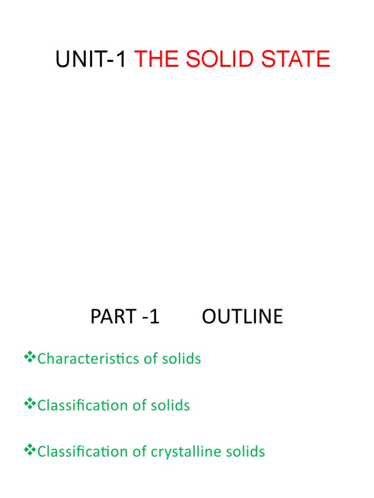 THE SOLID STATE Class 12 Revision | PDF | Crystal Structure ...