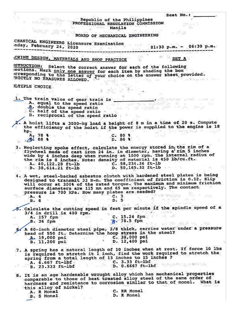 MDSP 2020 Past Board Exam | PDF