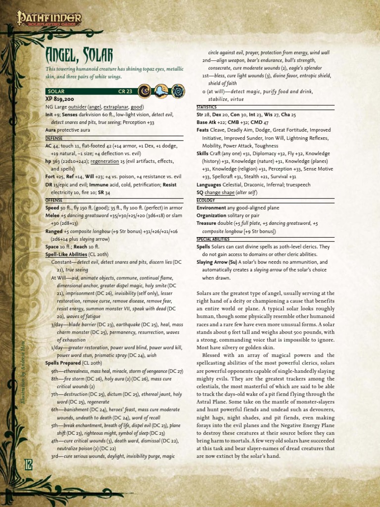 Pathfinder 1e Bestiary I Angel, Solar | PDF | Deities | Angel