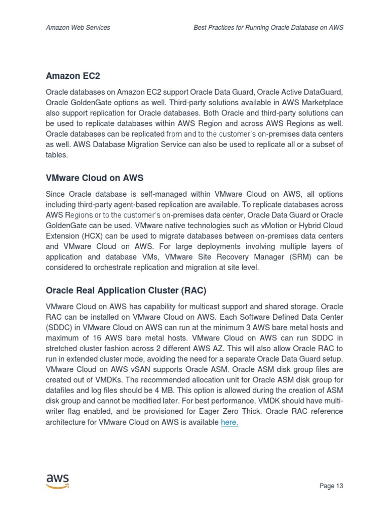 Best Practices For Running Oracle Database On Aws 17 | PDF | Business ...