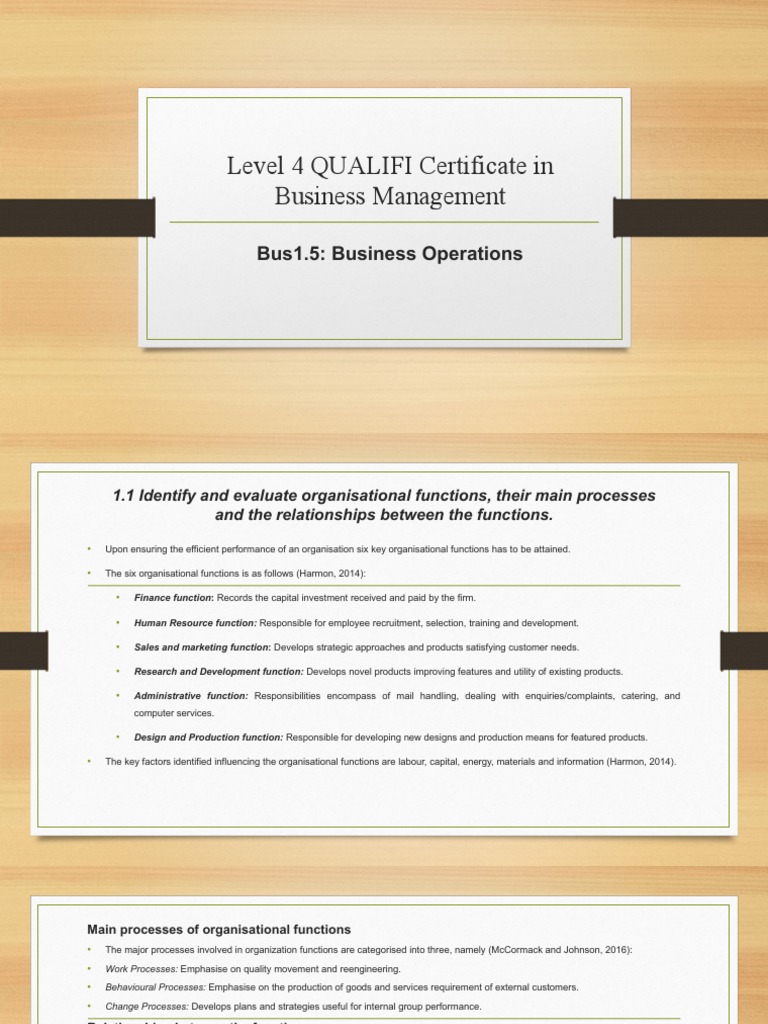 Level 4 - Bus 1.5 - Business Operations - LO1 | PDF | Customer | Business