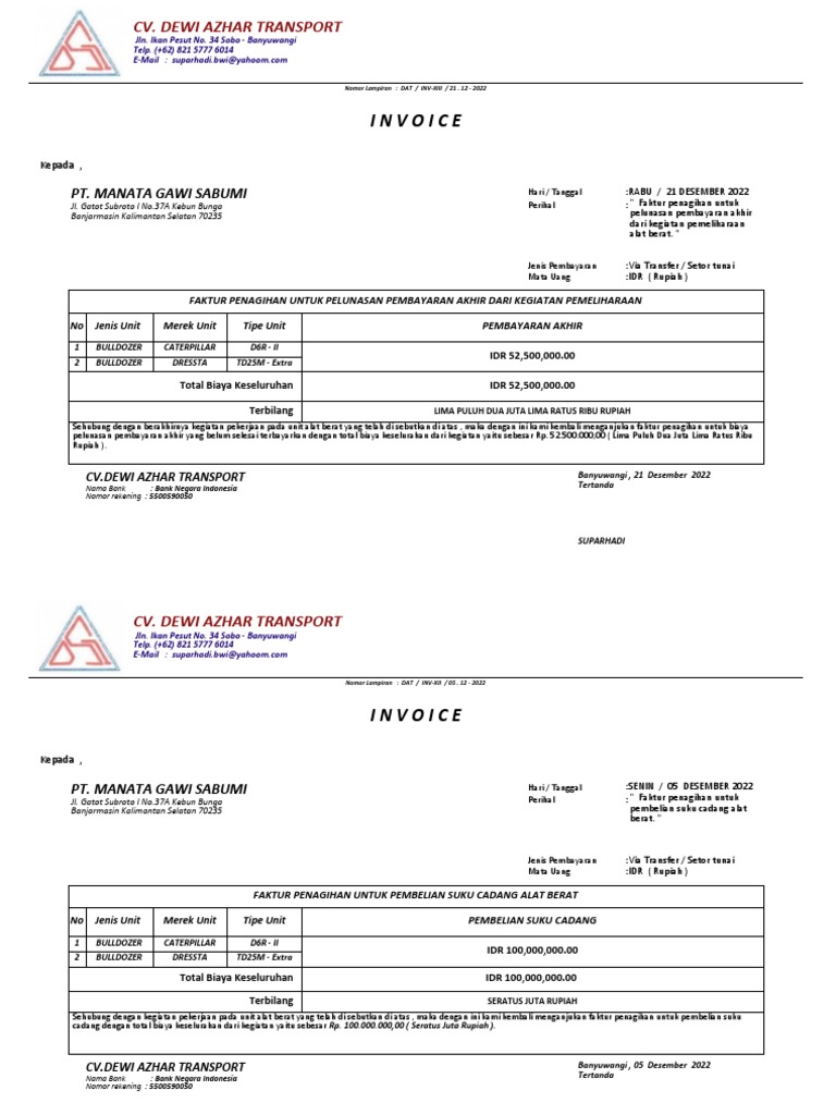 DAT-INV-XII Terbaru | PDF
