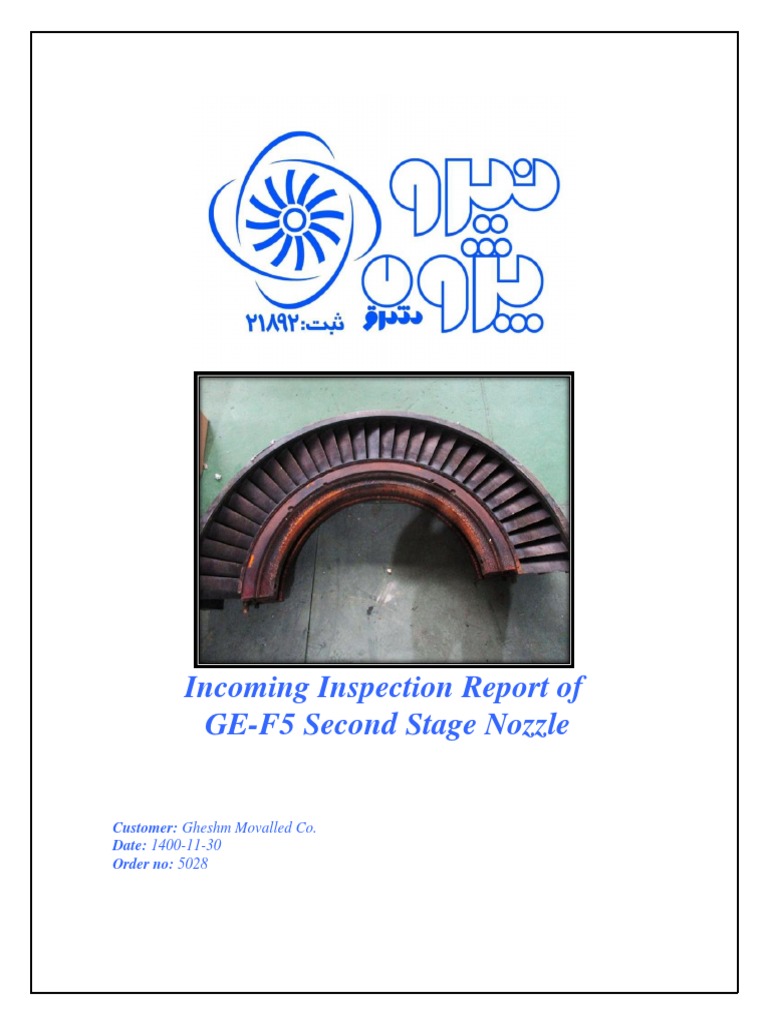 GE-F5 Second Stage Nozzle Inspection Report | PDF | Construction | Welding