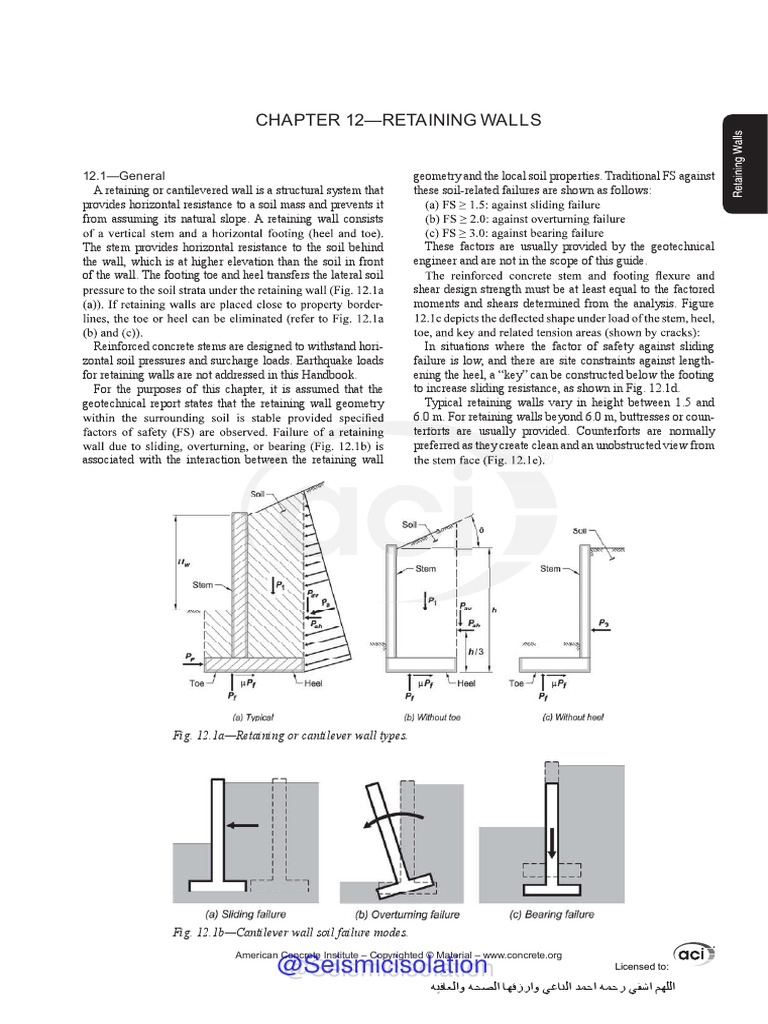 Chapter 12 Retaining Wall | PDF | Geotechnical Engineering | Strength Of Materials