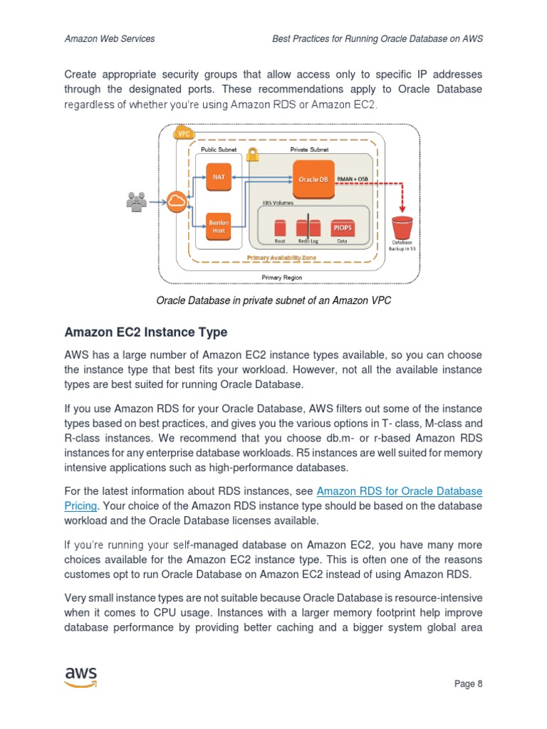 Best Practices For Running Oracle Database On Aws 12 | PDF
