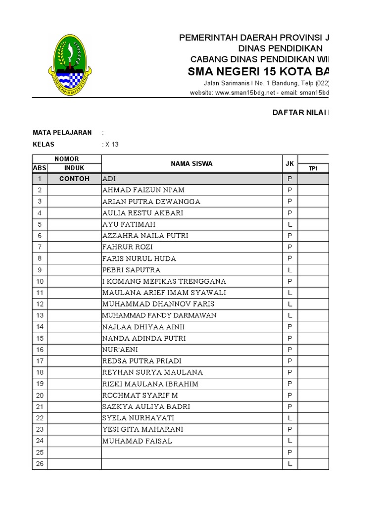 Format Nilai Raport Kelas X Smater | PDF
