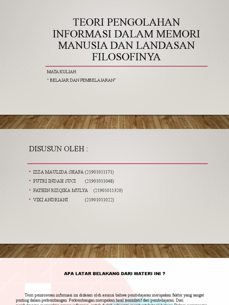 Teori Pengolahan Informasi Dalam Memori Manusia Dan Landasan (L | PDF